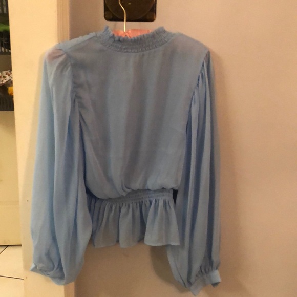 TB by Paris | Tops | Nwt Tb By Paris Pretty Blue Top Sheer Sleeves ...